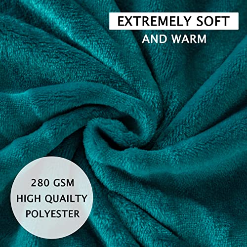 HT&PJ Throw Blanket Super Soft Cozy Lightweight Flannel Fleece Blankets for Bed, Sofa, Couch, Living Room All Seasons - Teal, 50x60in