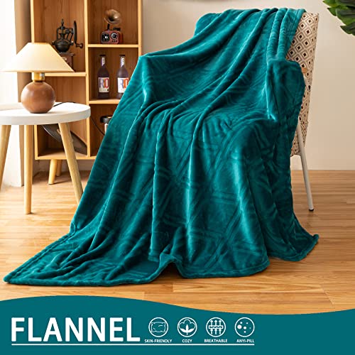HT&PJ Throw Blanket Super Soft Cozy Lightweight Flannel Fleece Blankets for Bed, Sofa, Couch, Living Room All Seasons - Teal, 50x60in