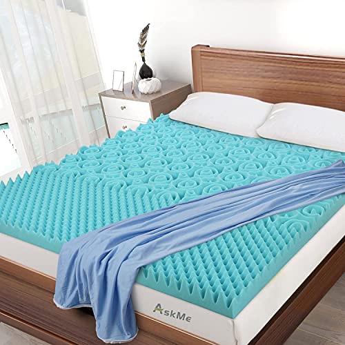Askme Mattress Topper Twin 3 Inch Zoned Cooling Gel Memory Foam with Bonus Breathable Cover,Air Flow Design|US and Euro Certified