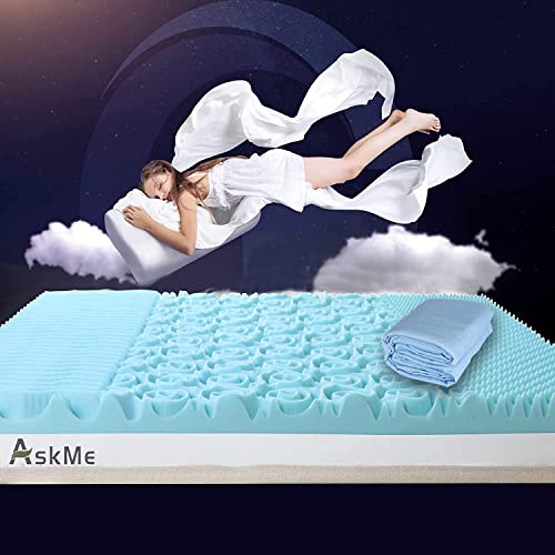 Askme Mattress Topper Twin 3 Inch Zoned Cooling Gel Memory Foam with Bonus Breathable Cover,Air Flow Design|US and Euro Certified