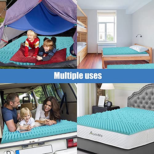 Askme Mattress Topper Twin 3 Inch Zoned Cooling Gel Memory Foam with Bonus Breathable Cover,Air Flow Design|US and Euro Certified
