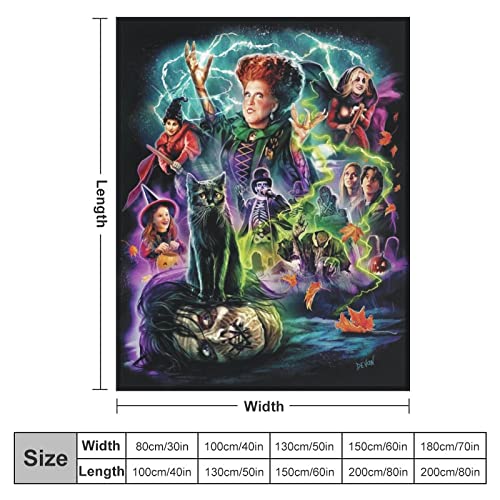 Hocus Pocus Flannel Throw Blanket,Ultra-Soft Blankets,Witch Fleece Blankets Comfortable Warm Suitable for Couch Sofa Bed Home All Seasons Gifts for Women & Men 50x40 inch (Black 1, 50"X40")