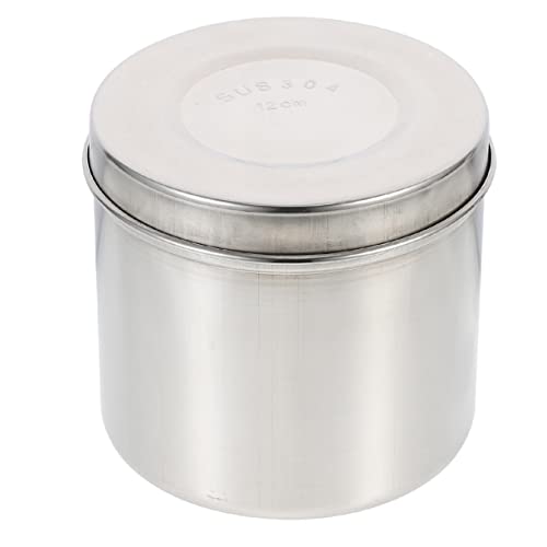 FOMIYES Ointment Jar Metal Stand Makeup Organizer Box Case Containers with Lids Stainless Steel Airtight Canister Cotton Swab Container Cotton Swab Holder Container Cotton Balls Jar Silver