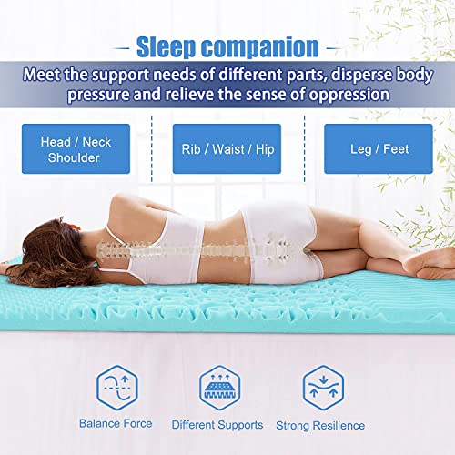 Askme Mattress Topper Twin 3 Inch Zoned Cooling Gel Memory Foam with Bonus Breathable Cover,Air Flow Design|US and Euro Certified