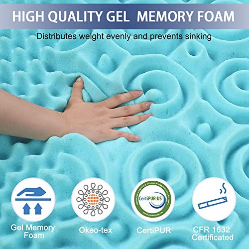 Askme Mattress Topper Twin 3 Inch Zoned Cooling Gel Memory Foam with Bonus Breathable Cover,Air Flow Design|US and Euro Certified