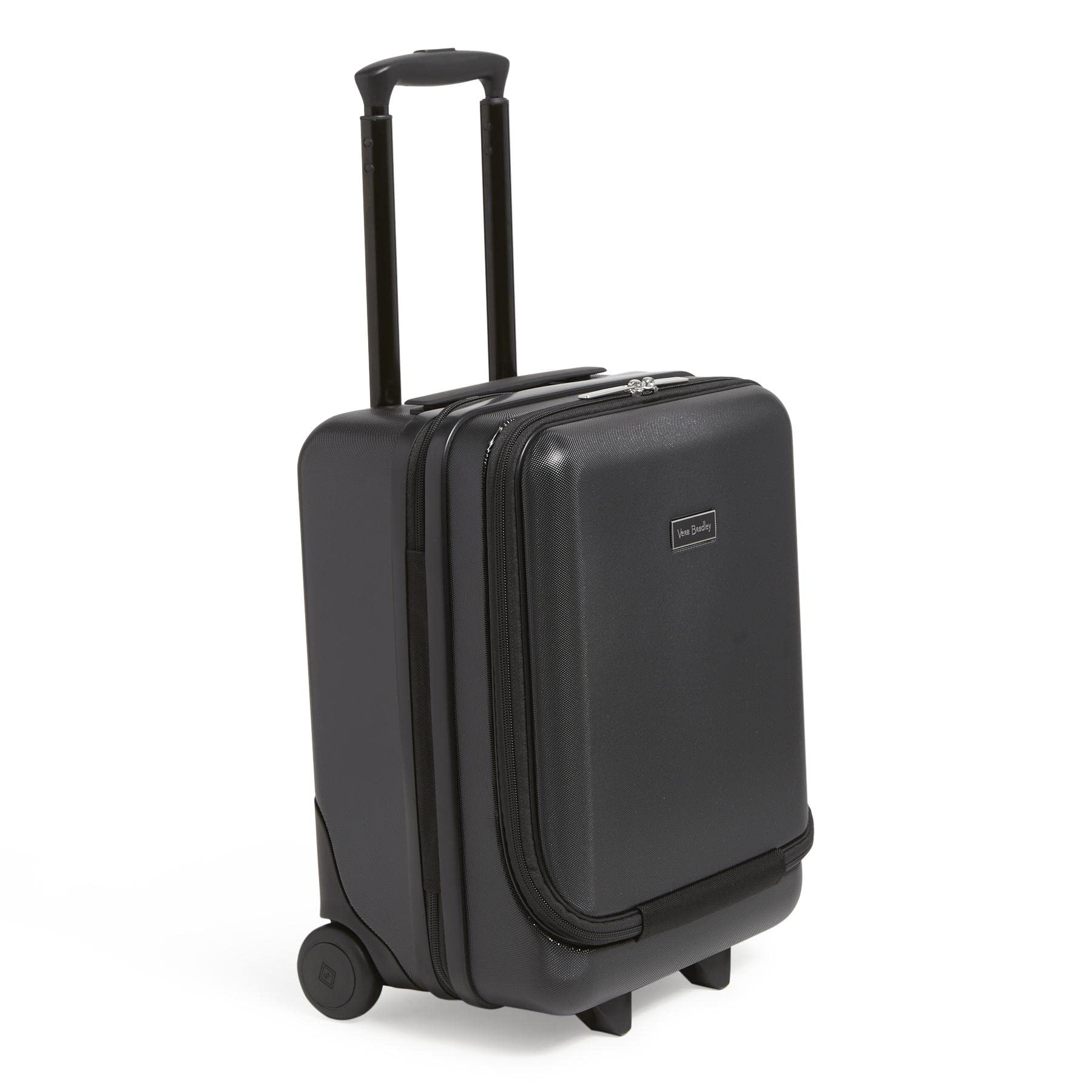 Vera Bradley Women's Hardside Underseat Rolling Suitcase Luggage, Black, One Size
