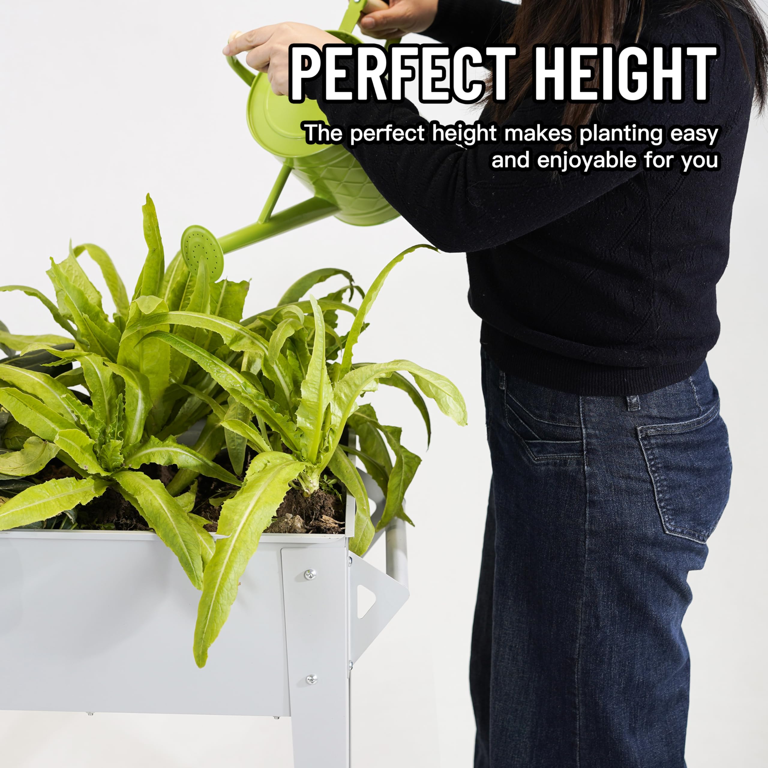 LEETOLLA ๐๐๐ข๐ฌ๐๐ ๐๐๐ซ๐๐๐ง ๐๐๐ ๐๐ฎ๐ญ๐๐จ๐จ๐ซ Elevate Herb Garden Planter Box Outdoor Raised Planter Box with Legs On Wheels for Vegetables Flower Tomato Patio Backyard
