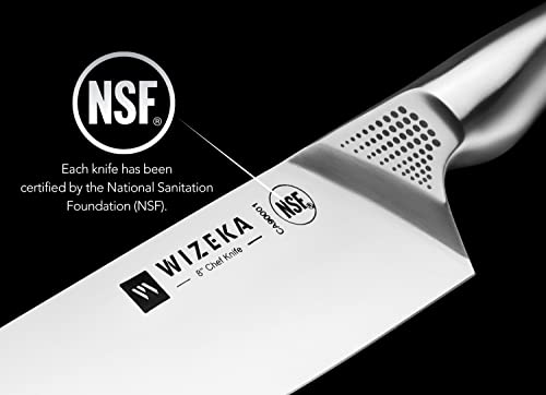 WIZEKA Kitchen Knife Set with Block, NSF Certified 15pcs German Steel 1.4116 Knife Block Set, Professional Chef Knife Set with Built-in Sharpener, Starry Sky Series