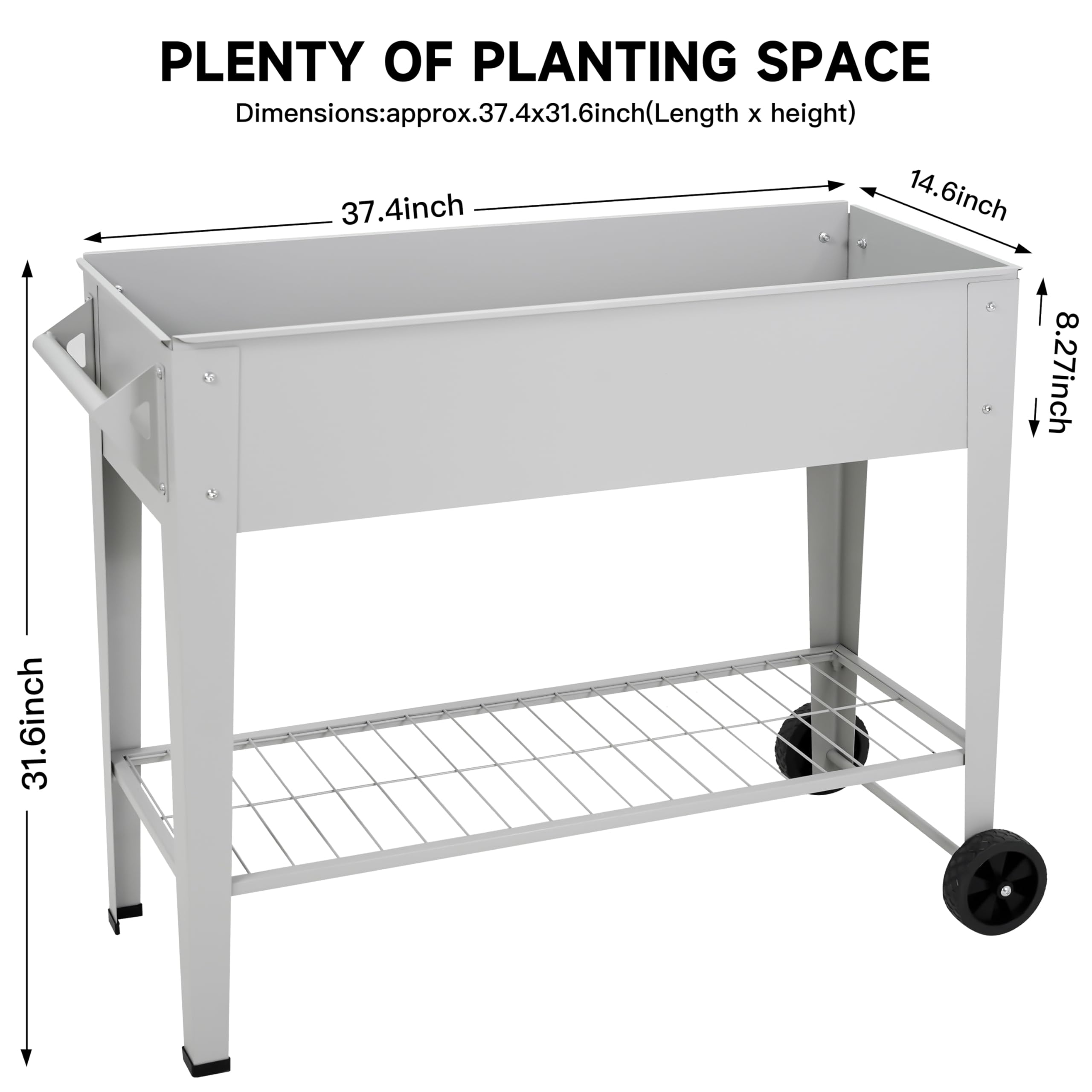 LEETOLLA ๐๐๐ข๐ฌ๐๐ ๐๐๐ซ๐๐๐ง ๐๐๐ ๐๐ฎ๐ญ๐๐จ๐จ๐ซ Elevate Herb Garden Planter Box Outdoor Raised Planter Box with Legs On Wheels for Vegetables Flower Tomato Patio Backyard