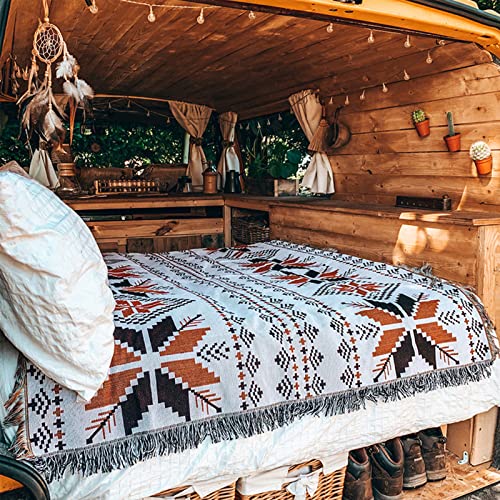BaiCarre Throw Blanket,Boho Blanket Throw,Lightweight Cozy Soft Southwest Thermal Blanket Cover for Bed,Sofa,Couch Decorative,Travel, All Season,Camping on Grass Picnic Blankets (70.8 * 51.1 Inches)
