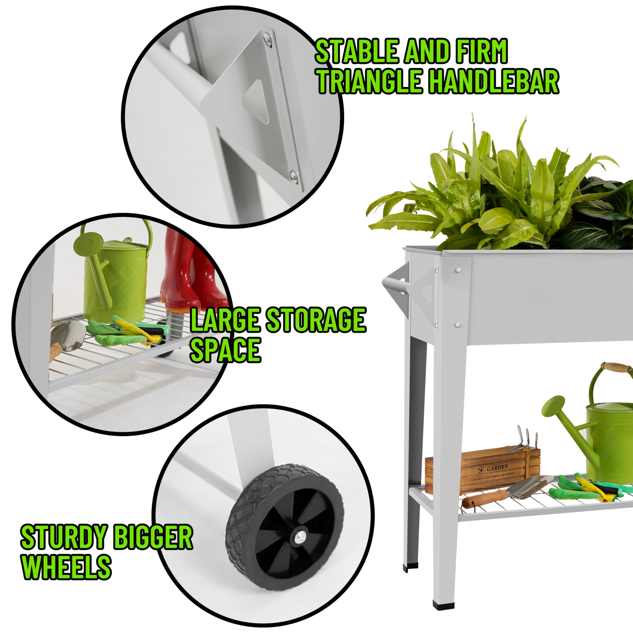 LEETOLLA ๐๐๐ข๐ฌ๐๐ ๐๐๐ซ๐๐๐ง ๐๐๐ ๐๐ฎ๐ญ๐๐จ๐จ๐ซ Elevate Herb Garden Planter Box Outdoor Raised Planter Box with Legs On Wheels for Vegetables Flower Tomato Patio Backyard