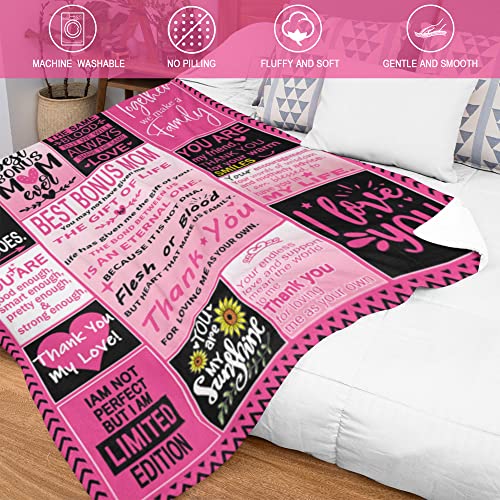 Shanfeirui Bonus Mom Gifts, Bonus Mom Blanket, Step Mom, Step Mom, Step Mom Gift Ideas, Best Step Mom, Birthday Gift for Step Mom, Step Mom Throw Blanket 60" x 50”