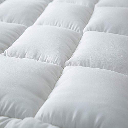 Mattress Topper Twin 39x75 Inches Quilted Plush Down Alternative Pillow Top Fitted Skirt Protector Mattress Pad Reviver Enhancer Deep Pocket Fits 20 Inches Soft White
