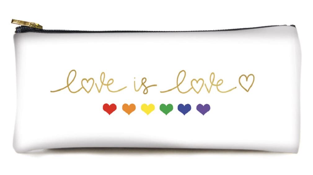 Paper House Productions Love is Love Rainbow Hearts 8.5" x 3.25" Supple Vegan Leather Zipper Pouch