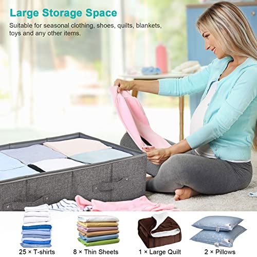 Vicyak 2 Pack Under Bed Storage Containers, 54L Large Capacity Linen Foldable Waterproof Storage Bins with Clear Window and 4 Reinforced Handles, Organizer Bags for Clothes, Blankets and Shoes