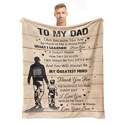 Dad Gifts from Son, Dad Blanket 60"x50", Birthday Gifts for Dad, Best Dad Gifts Ideas for Father, Bonus Dad Gifts for Men Valentines Anniversary Fathers Day Christmas, to My Dad Throw Blankets