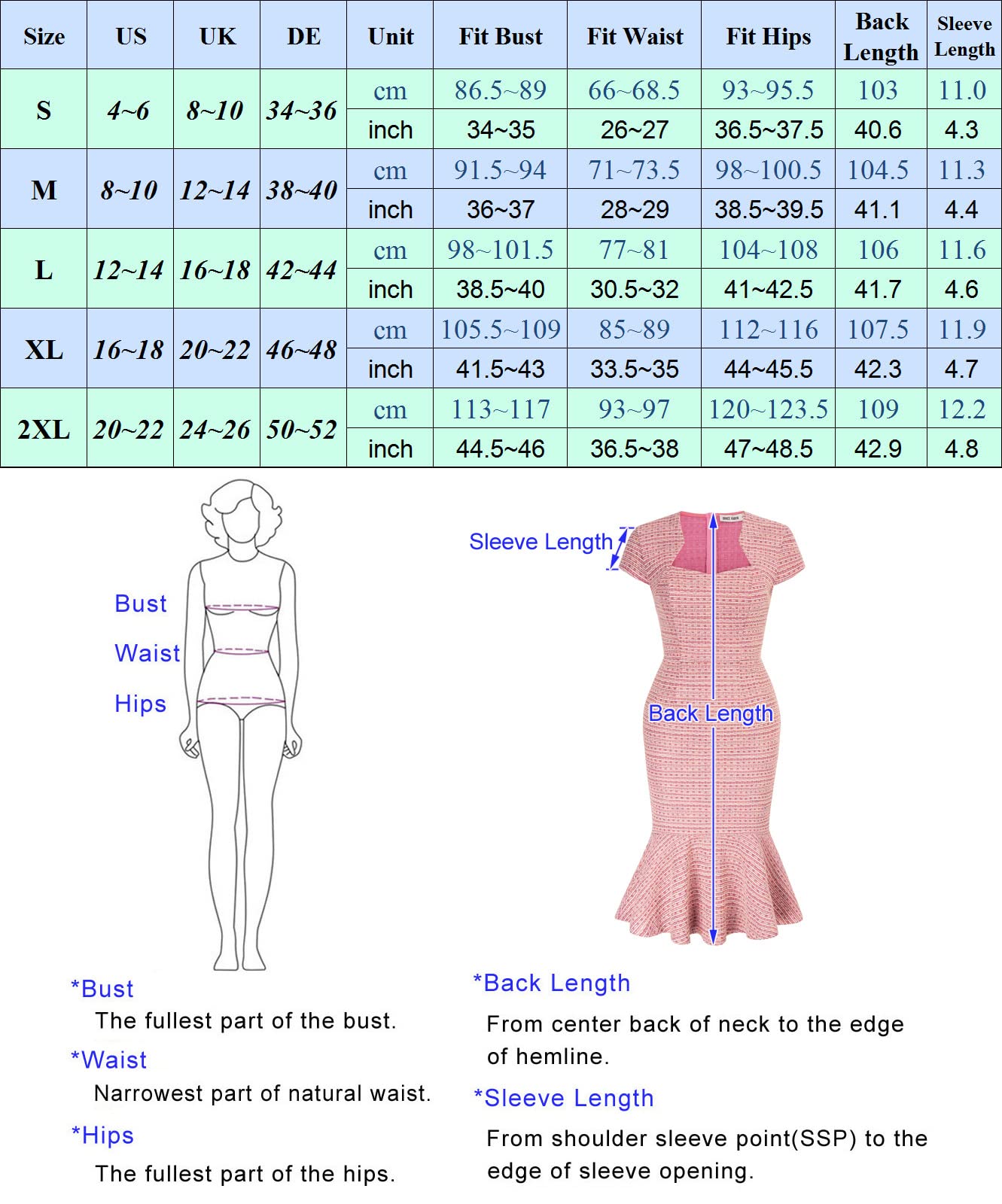 GRACE KARIN Bridesmaid Fishtail Bodycon Midi Dress for Wedding Womens Cocktail Dress Rose