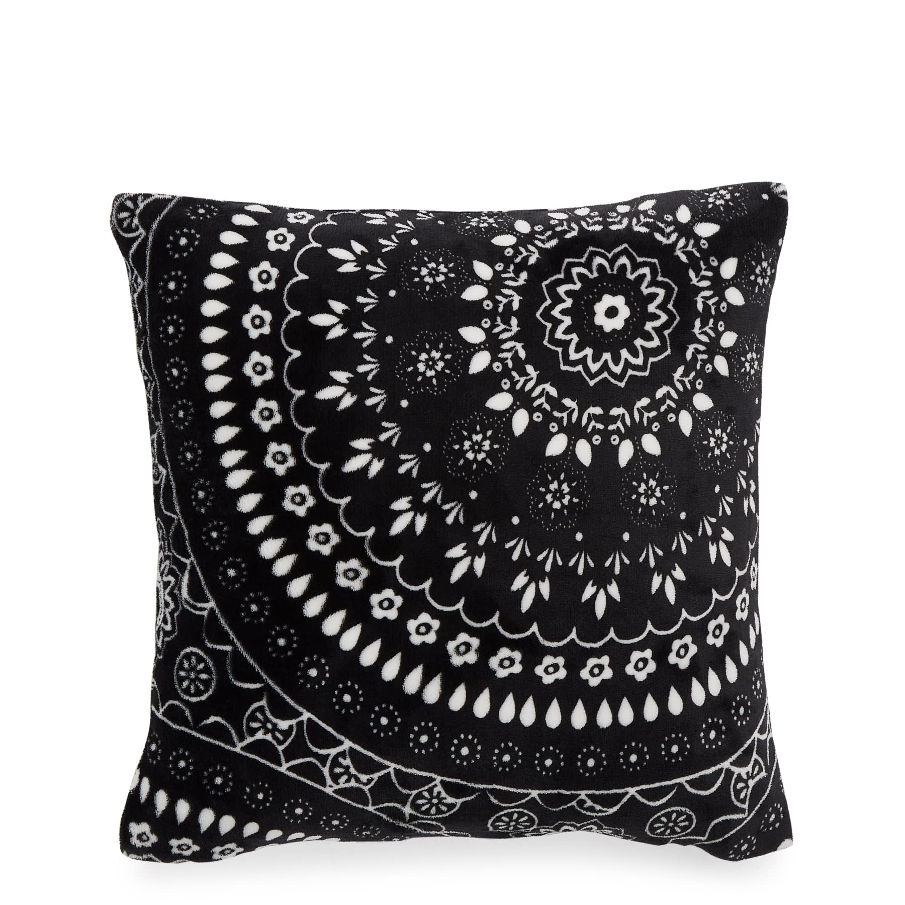 Vera Bradley Women's Decorative Throw Pillow With Removeable Hypoallergenic Insert, Black Bandana Medallion, One Size