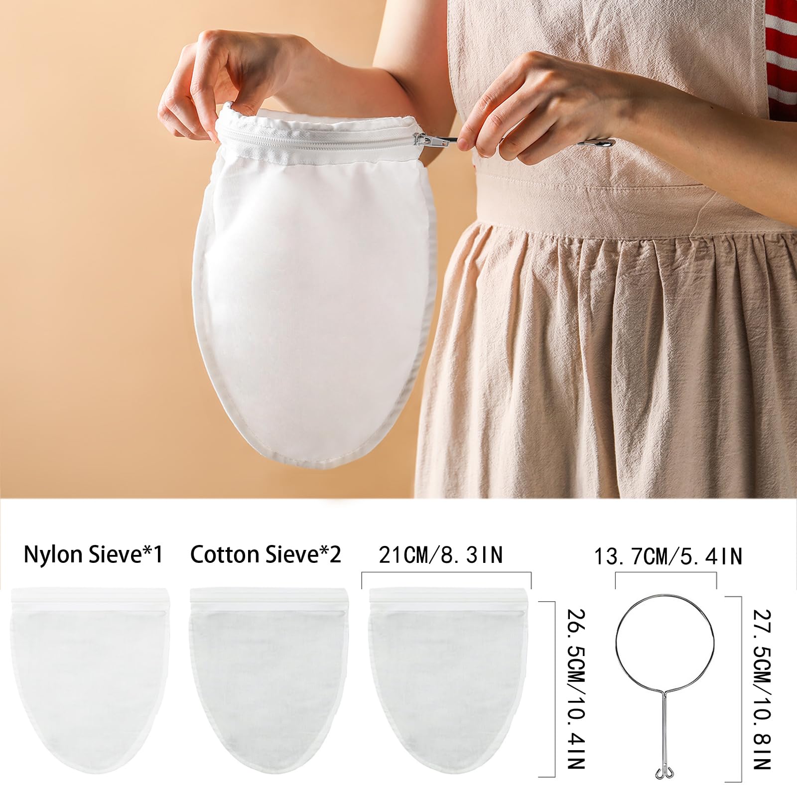 FATCAT Nut Milk Bag Strainer with Stand, Strainers Fine Mesh Bags, Jelly strainer, Reusable Cheese Cloth Bag for Straining for Filter Juices, NutMilk, Cheese, Honey, Butter, S
