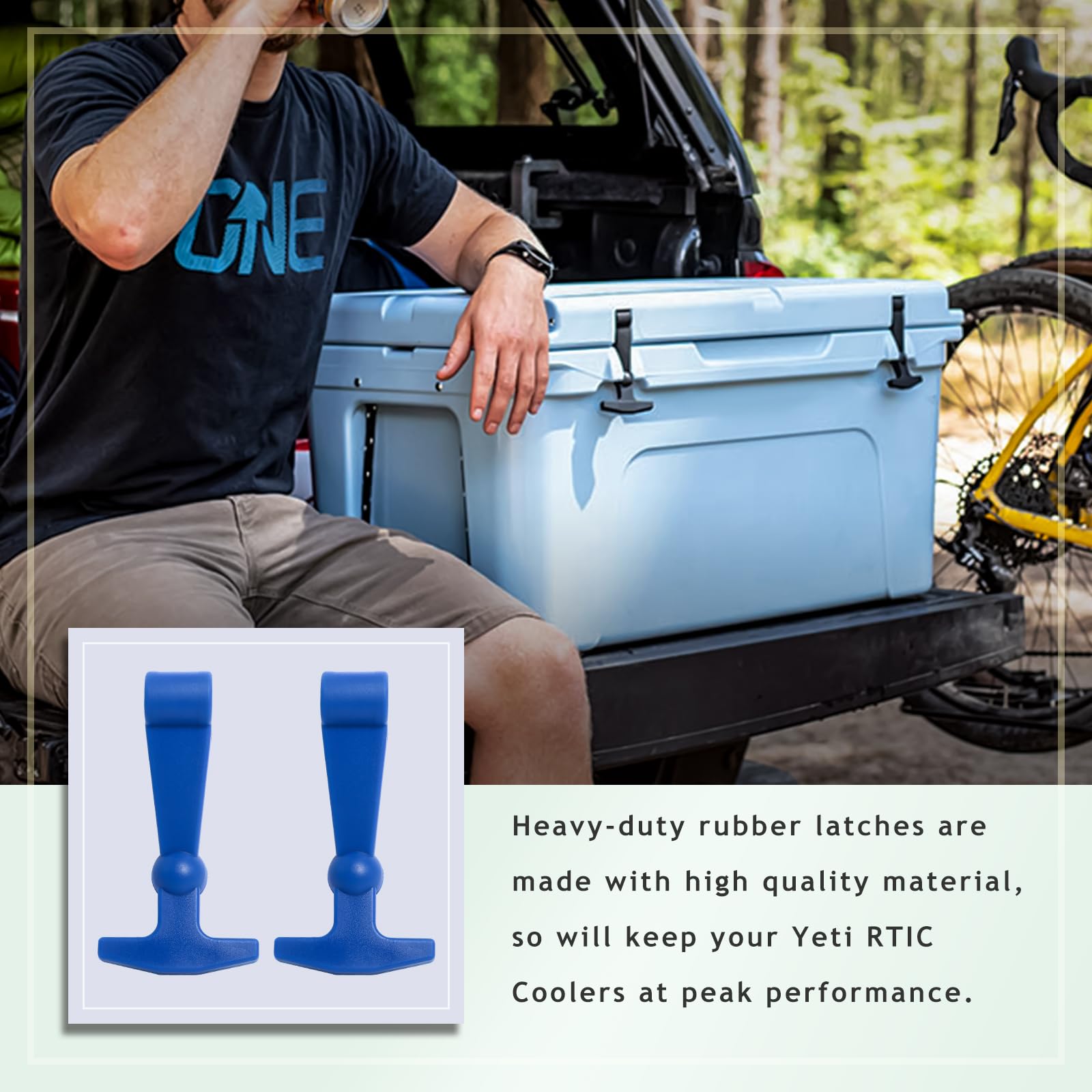 Blue Cooler Latches Replacement for Yeti, RTIC, Lid Latch Parts Compatible with Yeti Coolers T-Latches Made of Premium Hard Durable Rubber (2 Pack)