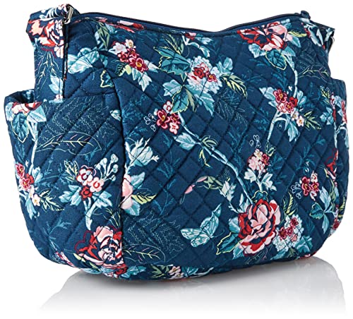 Vera Bradley Women's Cotton on the Go Crossbody Purse, Rose Toile - Recycled Cotton, One Size
