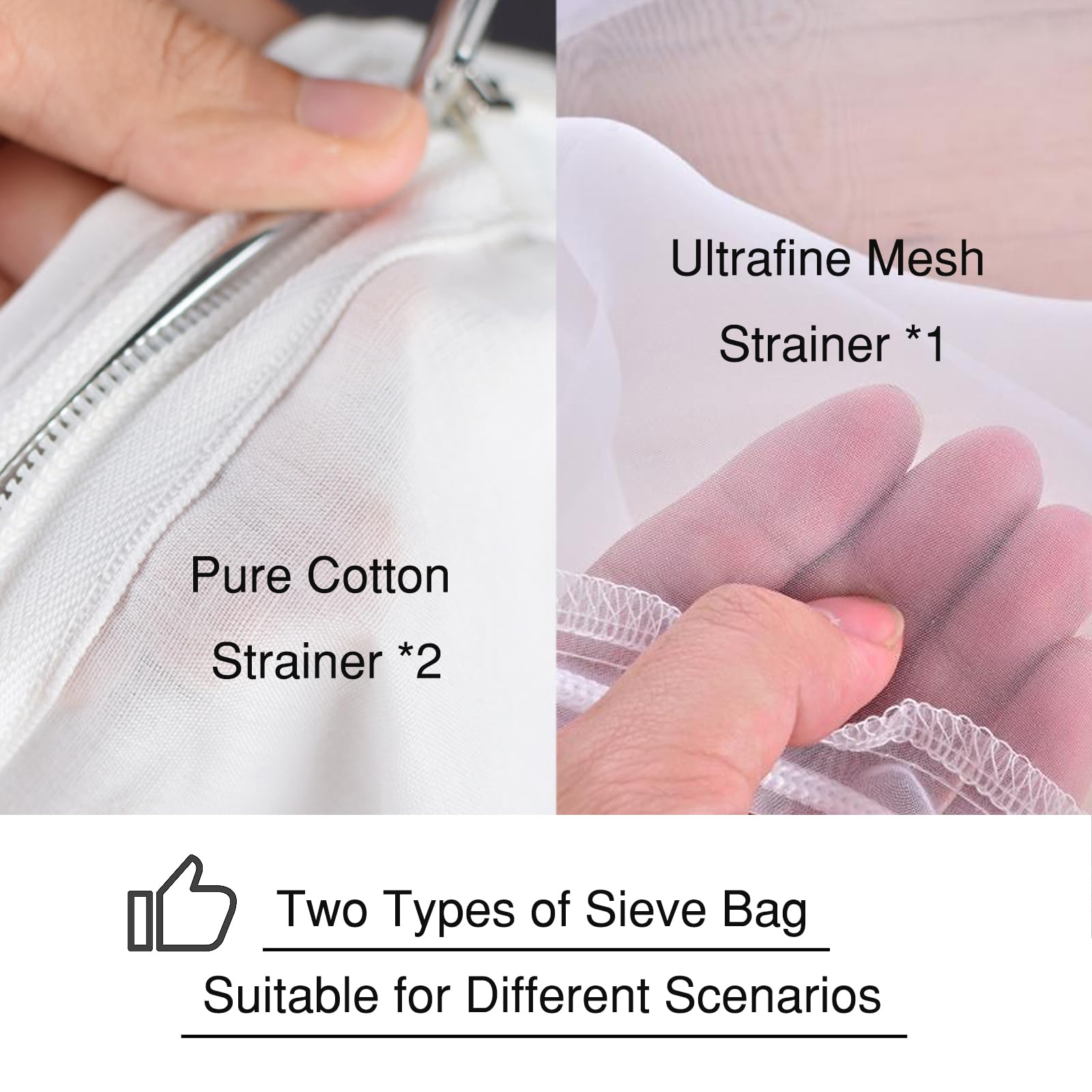 FATCAT Nut Milk Bag Strainer with Stand, Strainers Fine Mesh Bags, Jelly strainer, Reusable Cheese Cloth Bag for Straining for Filter Juices, NutMilk, Cheese, Honey, Butter, S
