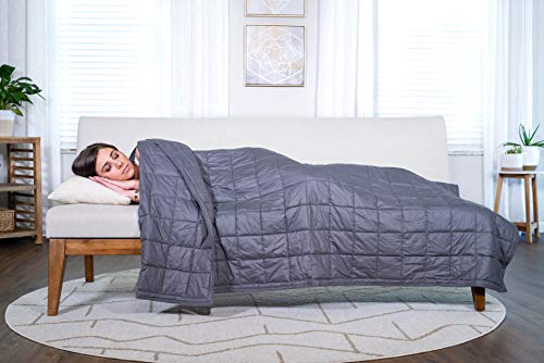 AckBrands 60" x 80" - 15 Lb Weighted Blanket - Slate Gray - Premium Cotton with Glass Beads - Double Stitched Edges - Veteran Owned