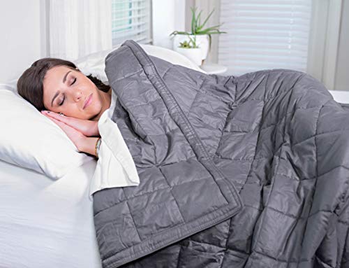 AckBrands 60" x 80" - 15 Lb Weighted Blanket - Slate Gray - Premium Cotton with Glass Beads - Double Stitched Edges - Veteran Owned