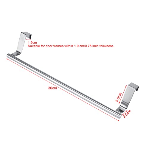 Cabinet Drawer Towel Hanging Rack Stainless Steel Storage Holder Over Door Hanger Kitchen Bathroom Save Space Silver(Long Type)