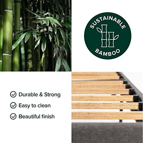 ZINUS Cambril Upholstered Platform Bed Frame with Sustainable Bamboo Slats, No Box Spring Needed, Mattress Foundation, Easy Assembly, Queen