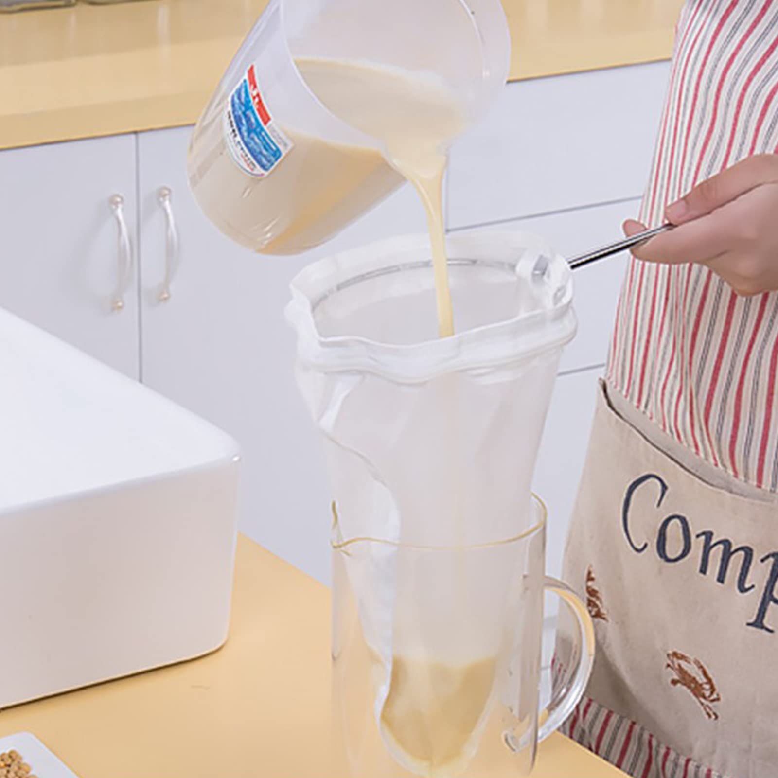 FATCAT Nut Milk Bag Strainer with Stand, Strainers Fine Mesh Bags, Jelly strainer, Reusable Cheese Cloth Bag for Straining for Filter Juices, NutMilk, Cheese, Honey, Butter, S