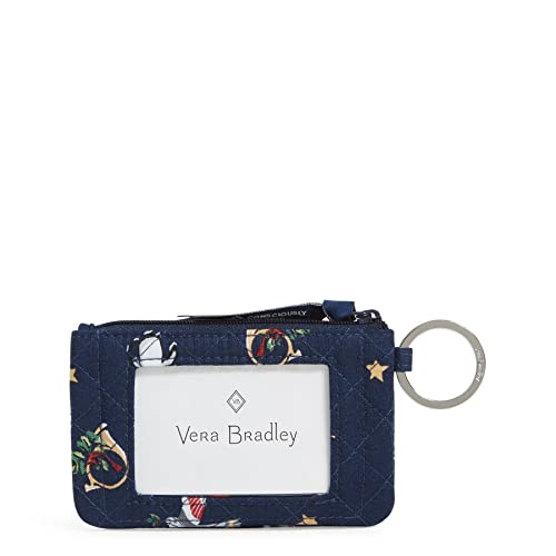 Vera Bradley Women's Cotton Zip ID Case Wallet, Snow Globe Motifs - Recycled Cotton, One Size