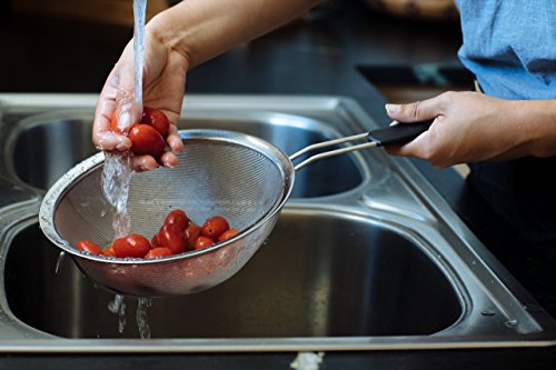 LiveFresh Large Stainless Steel Fine Mesh Strainer with Reinforced Frame and Sturdy Rubber Handle Grip - Designed for Chefs and Commercial Kitchens & Perfect for Your Home - 9 Inch / 23 cm Diameter