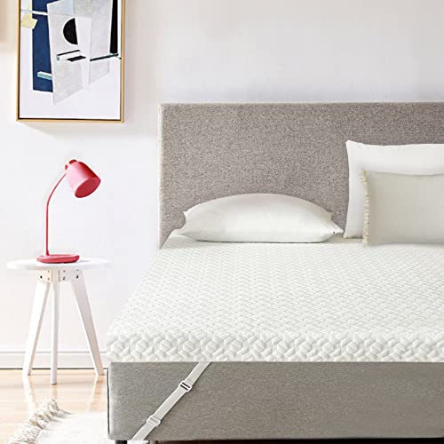 King Size 3 Inch Memory Foam Mattress Topper, Gel-Infused Cooling Bed Topper with Removable & Washable Bamboo Fiber Cover, Zipper Closure
