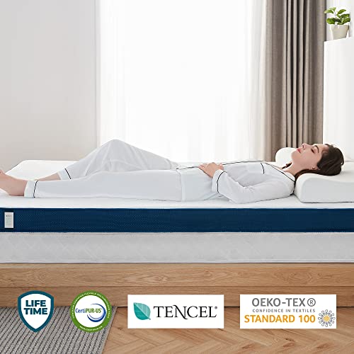 LINSY LIVING Twin Mattress Topper, 3 Inches Dual Layer Firm Memory Foam for Pressure Relief, Removable and Washable Tencel™ Cover, Adjustable Straps, CertiPUR-US Certified, Oeko-TEX, Twin Size