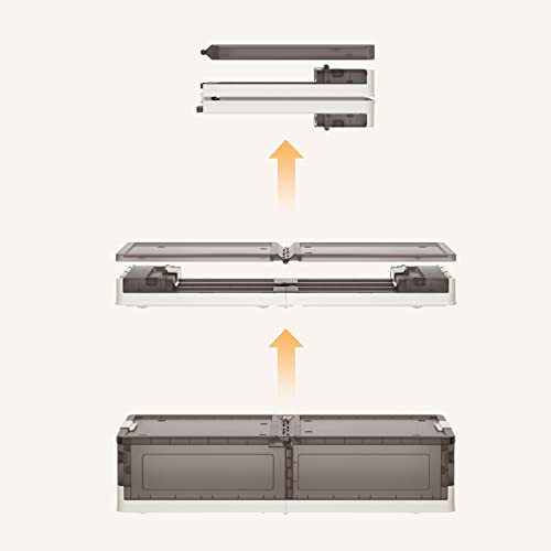 XIYAO 2 Pack under bed storage containers with wheels,60Qt plastic Stackable Collapsible storage bins with Dual-Hinged Lids for Bedroom Clothes Shoes Blankets(6.9" H)