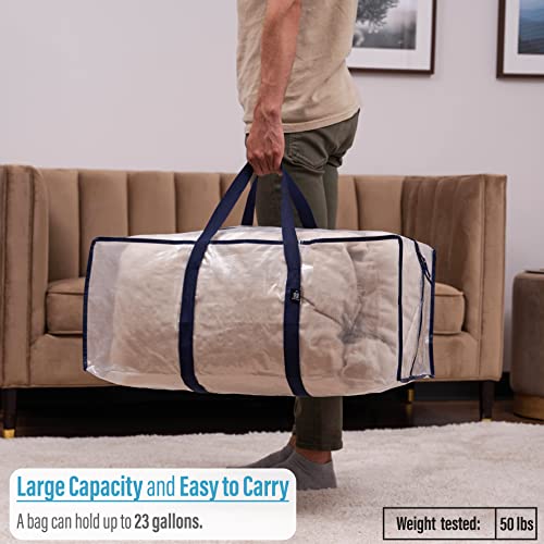 VENO 8 Pack Heavy Duty Extra Large Clear Storage Bag, Moving Bag, Clothes Organizer, for Blanket, Comforter, Bedroom Closet, Dorm Room Essentials, Moving Supplies, Storage Tote, Reusable and Sustainable (Clear - Set of 8)