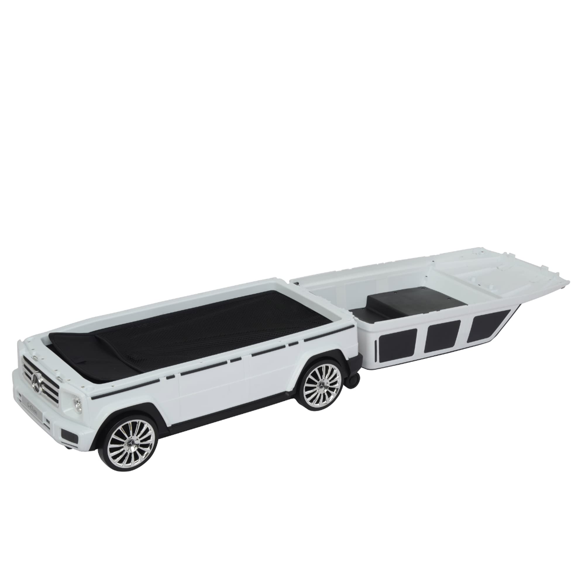 Best Ride On Cars Mercedes G-Class Suitcase Ride On Push Car, Carry-On Luggage for Travel, Realistic Car Look, Inbuilt Storage Space, Compact Size, for Kids Aged 2-6 Years, Large, White
