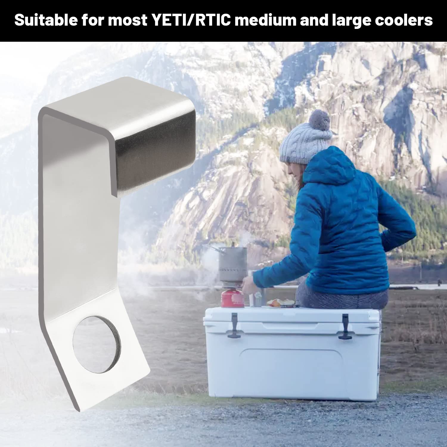 Omoojee Cooler Lock Bracket, 2 Pack, Compatible with Yeti/RTIC Coolers, Tie Down Kit Made of Premium Stainless Steel