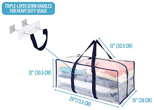 VENO 8 Pack Heavy Duty Extra Large Clear Storage Bag, Moving Bag, Clothes Organizer, for Blanket, Comforter, Bedroom Closet, Dorm Room Essentials, Moving Supplies, Storage Tote, Reusable and Sustainable (Clear - Set of 8)