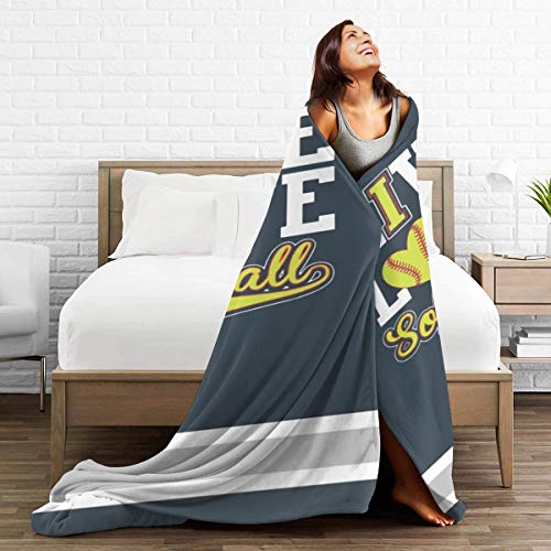 Feim-AO Ive Love - Softball Blanket Premium Microfiber Fleece Blanket Super Soft Cozy Warm Bed Blanket Couch Decorative Throw Blankets for Living Room Bedroom Dorm