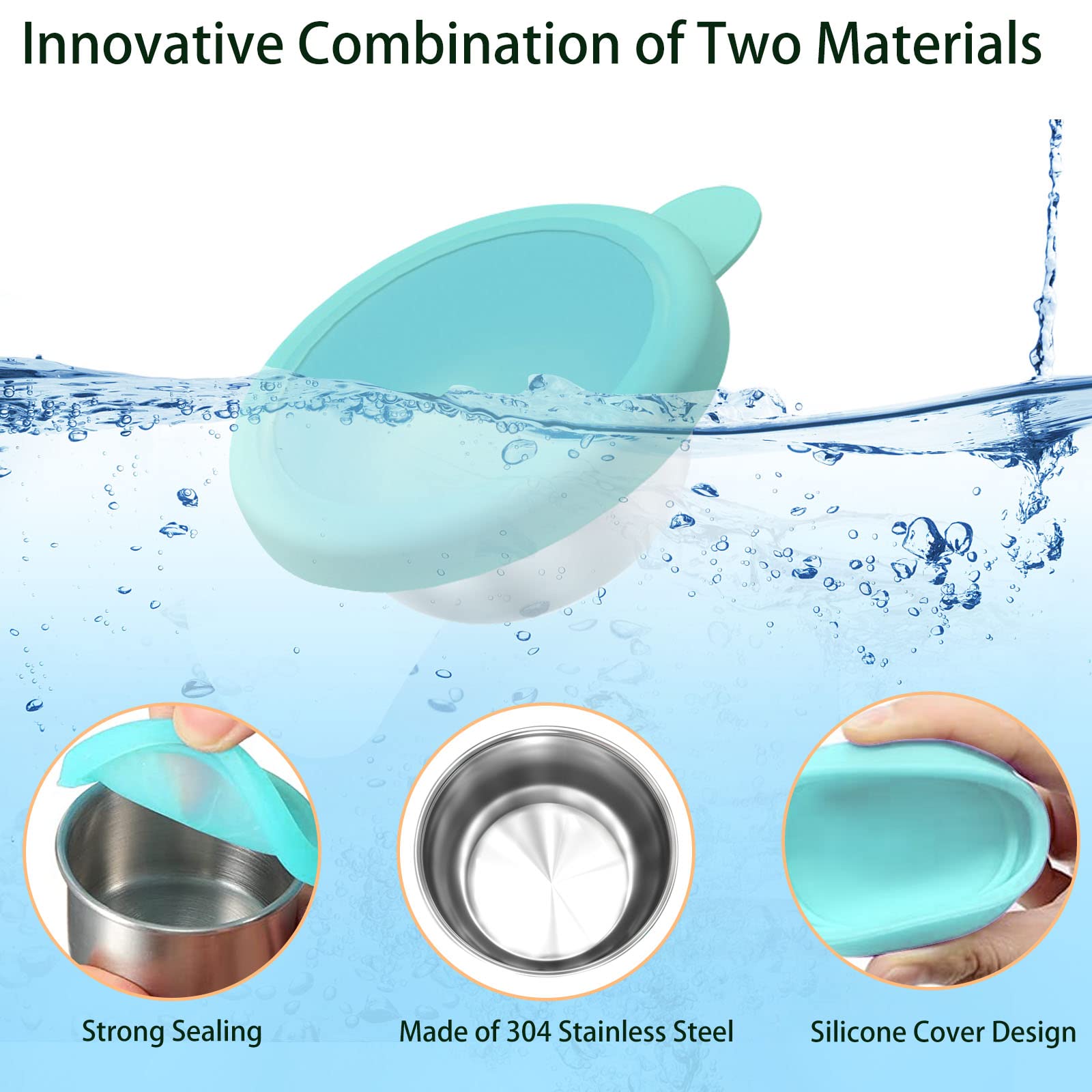 6 PCS 1.6 oz Salad Dressing Container To Go,Stainless Steel Condiment Containers with Leakproof Silicone Lid Reusable Condiment Sauce Cups with Lids Small Dipping Sauce Cups Container for Lunch Box