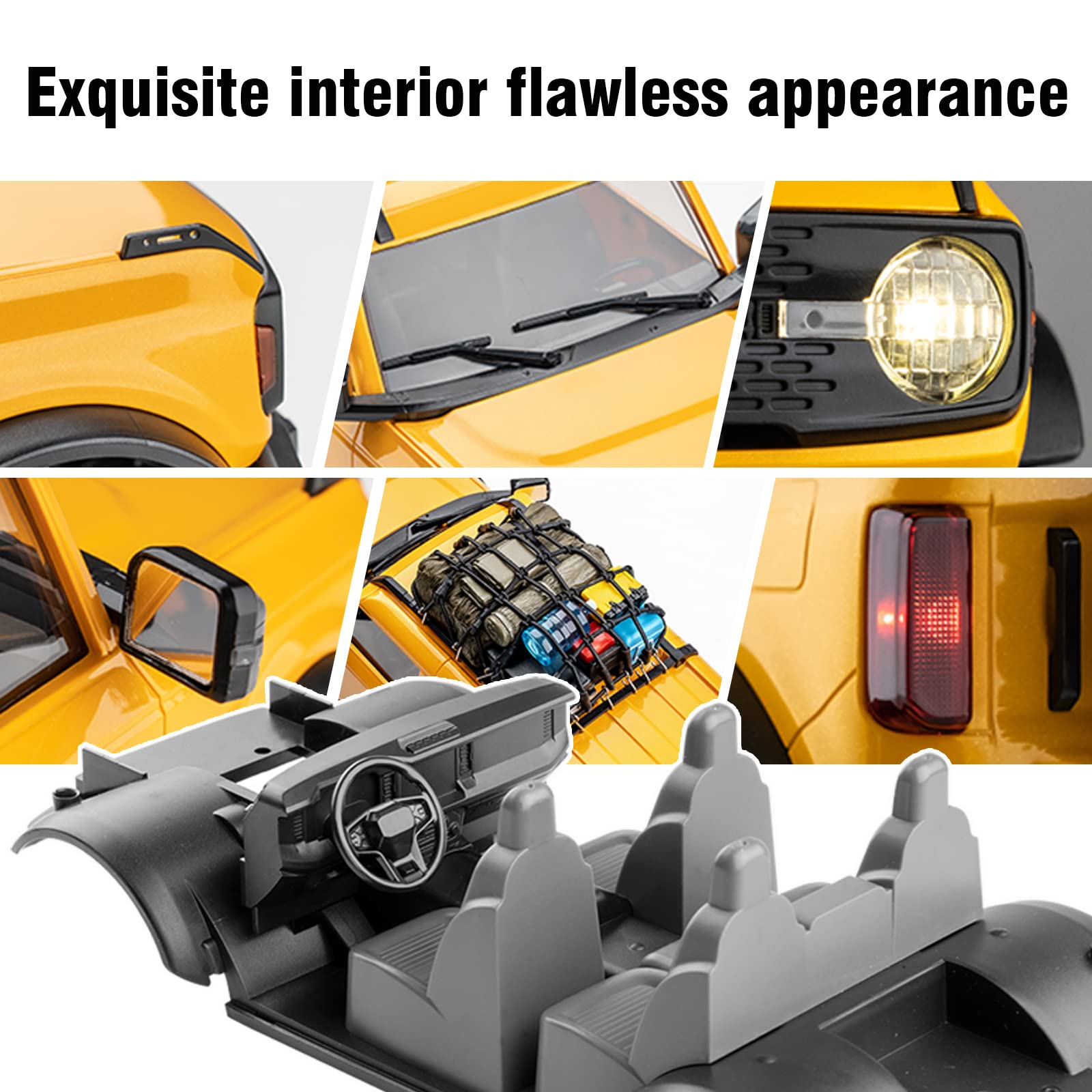 EAZYRC 1/18 Bronx RC Car RTR 4WD, 5km/h RC Truck Remote Control Crawler Off-Road Vehicle for Boy Men with USB Charger,Battery, 2.4Ghz Transmitter (Yellow)