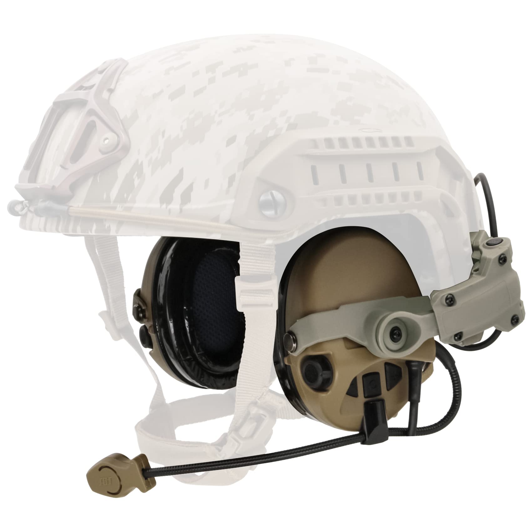 COMBATGEAR Tactical Headset with ARC Rail Adapter Ear Defender Airsoft Headphone Come with K 2 pin Push to Talk (Tan)
