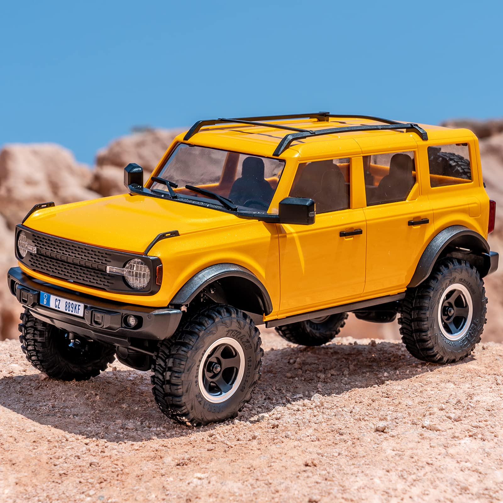 EAZYRC 1/18 Bronx RC Car RTR 4WD, 5km/h RC Truck Remote Control Crawler Off-Road Vehicle for Boy Men with USB Charger,Battery, 2.4Ghz Transmitter (Yellow)