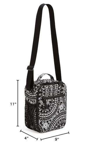 Vera Bradley Women's Cotton Deluxe Lunch Bunch Lunch Bag, Black Bandana Medallion, One Size