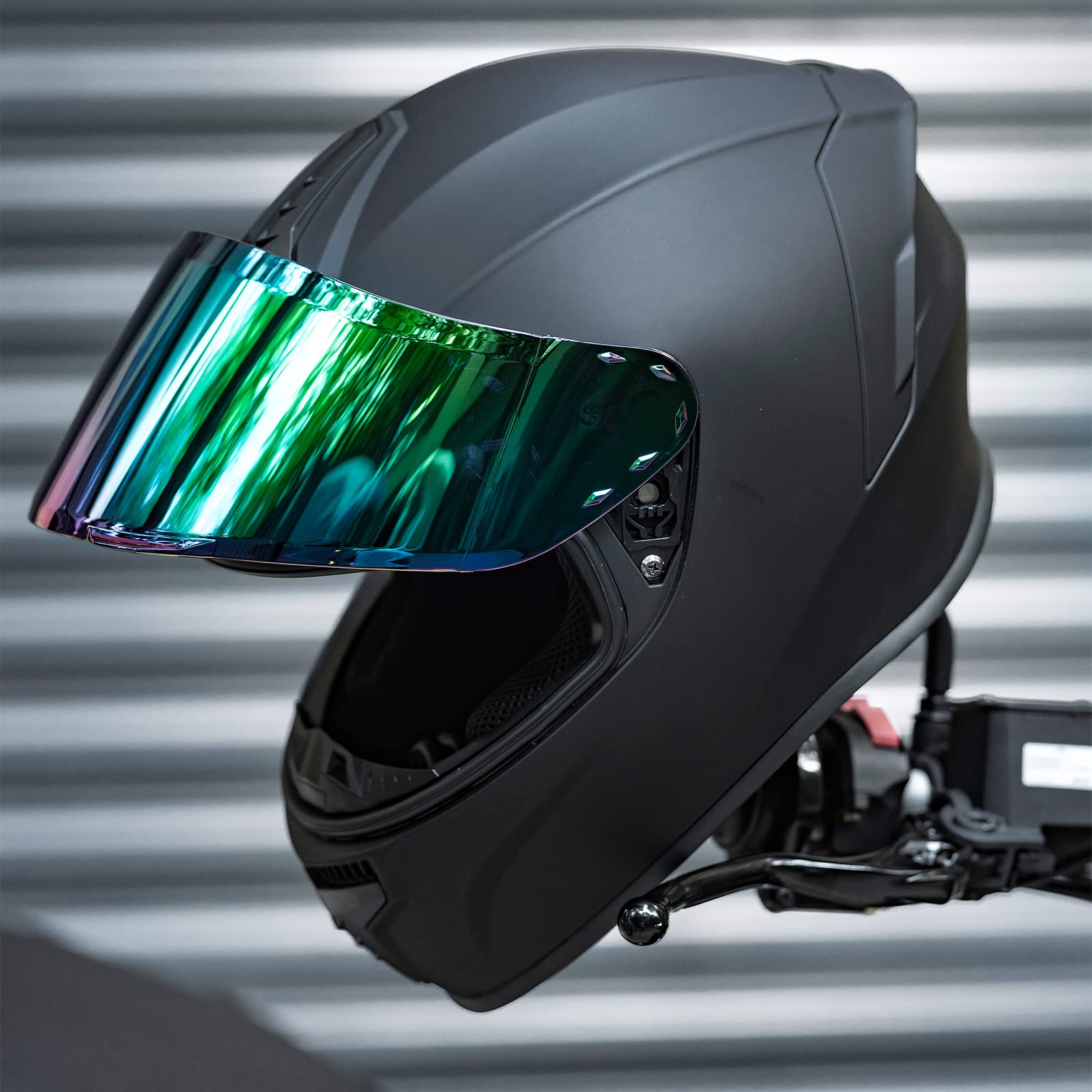 AUBOA Full Face Motorcycle Helmets for Adults Men and Women DOT Street Bike Racing Helmet with Tinted Visor Model MD-813 (Matte Black, L)