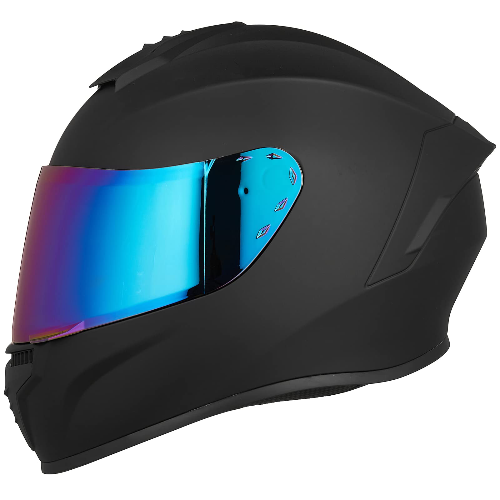 AUBOA Full Face Motorcycle Helmets for Adults Men and Women DOT Street Bike Racing Helmet with Tinted Visor Model MD-813 (Matte Black, L)