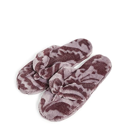 Vera Bradley Women's Fleece Flip Flop Slippers, Java Mulled Wine Tonal, Large (US Women's Size 9-10)