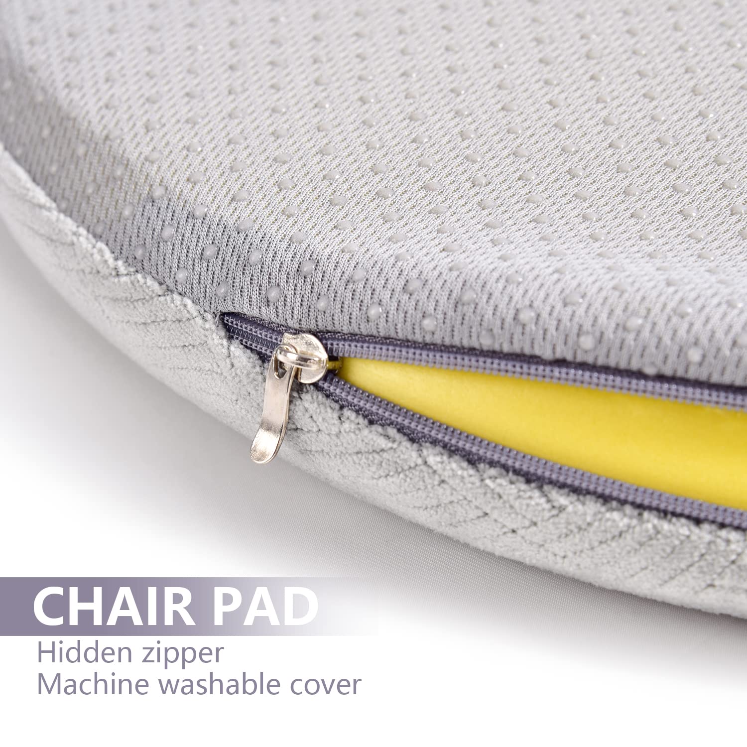 Round Memory Foam Chair Cushion Circle Bar Stool Pad Detachable Chair Seat Cushion with Removable Cover and Rubber Back Anti Slip Kitchen Dining Chair Pad 15 Inches Grey